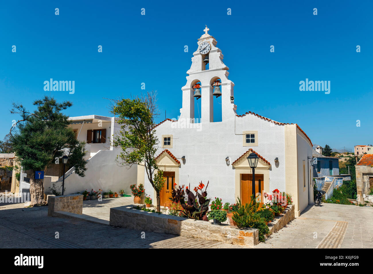Church in Traditional creten village Margarites famous for handmade ...