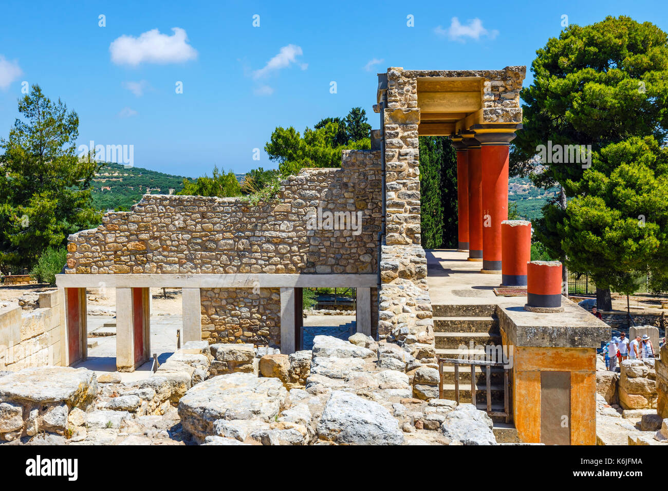 Knossos, Crete, June 10, 2017: Scenic ruins of the Minoan Palace of ...