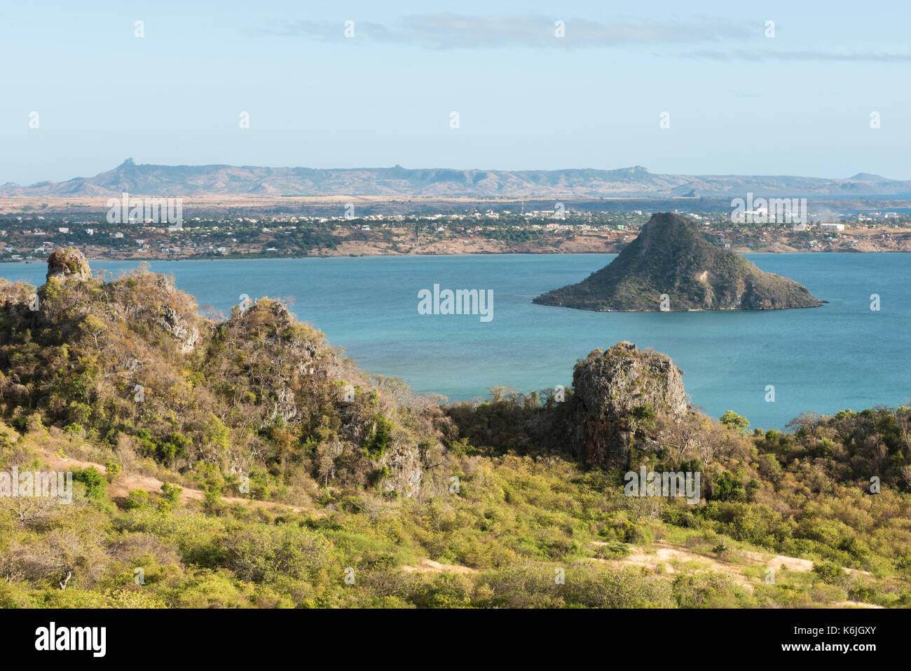 View from French Mountain of the Sugar Loaf hill in Diego Suarez Bay ...