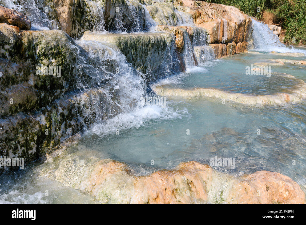 Natural spa with waterfalls and hot springs at Saturnia thermal baths ...