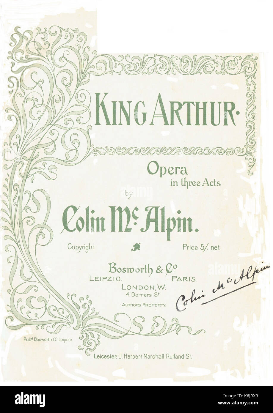 Colin McAlpin, King Arthur opera title page Stock Photo - Alamy