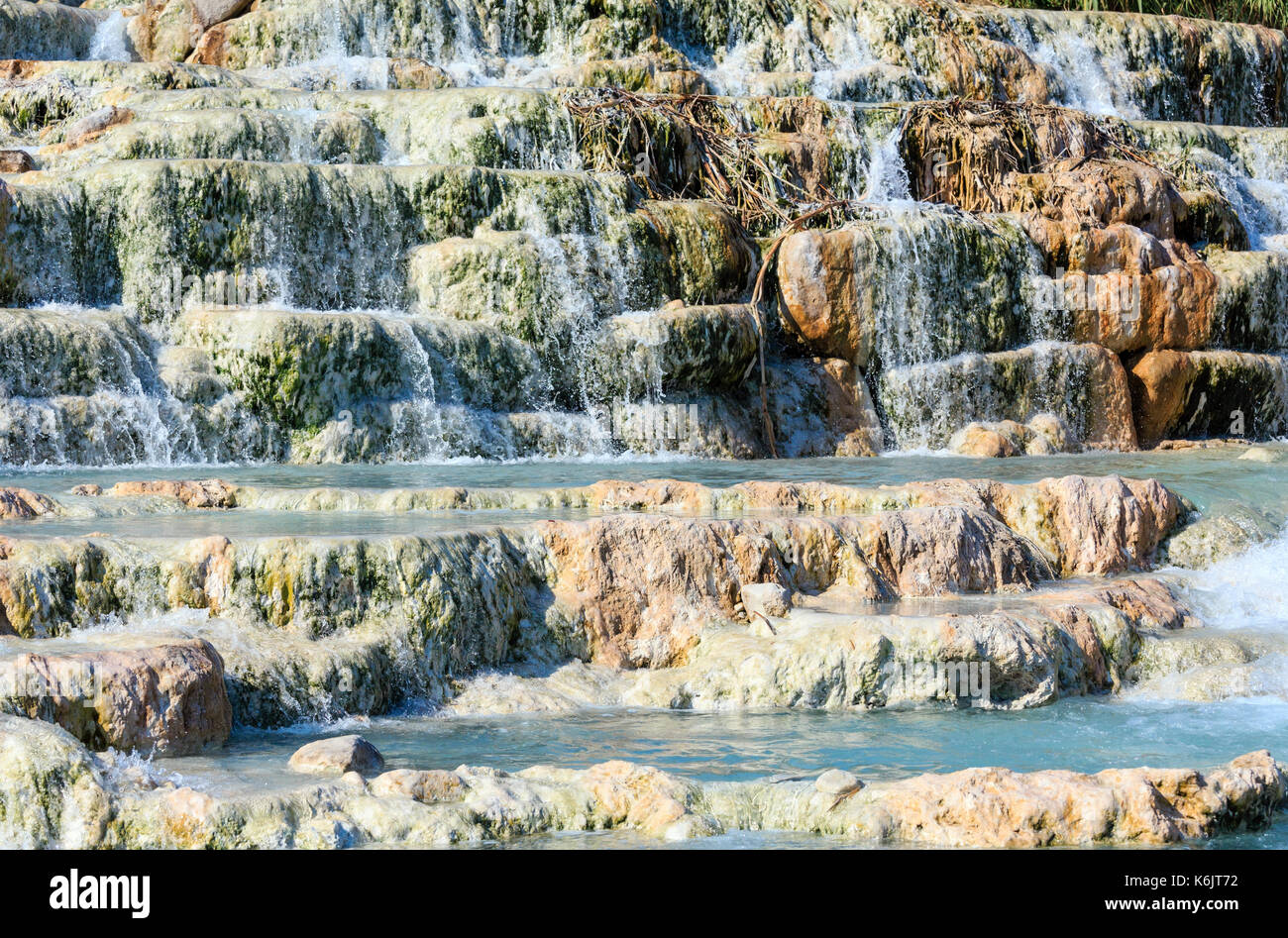 Natural spa with waterfalls and hot springs at Saturnia thermal baths ...