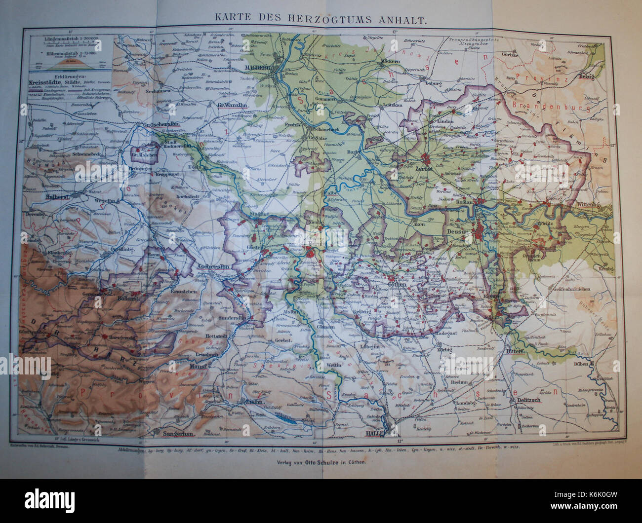 A 1896 map of the Dessau-Kochstedt region in Anhalt, Germany ...