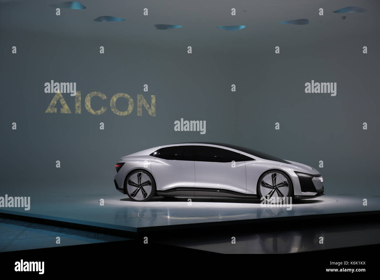 The Audi concept car Aicon is presented at the press conference. German ...