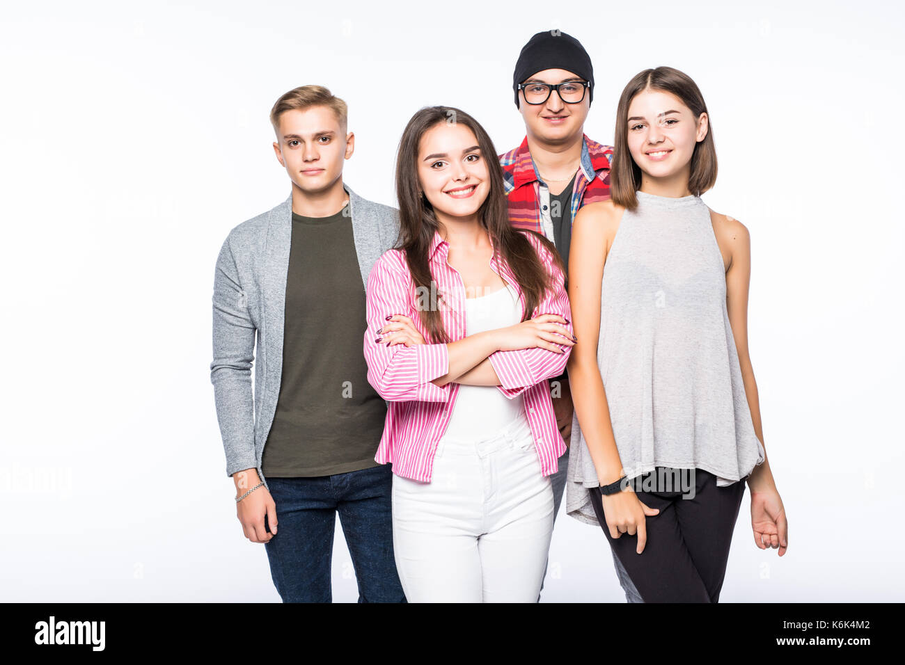 Group of happy people isolated on white background Stock Photo - Alamy