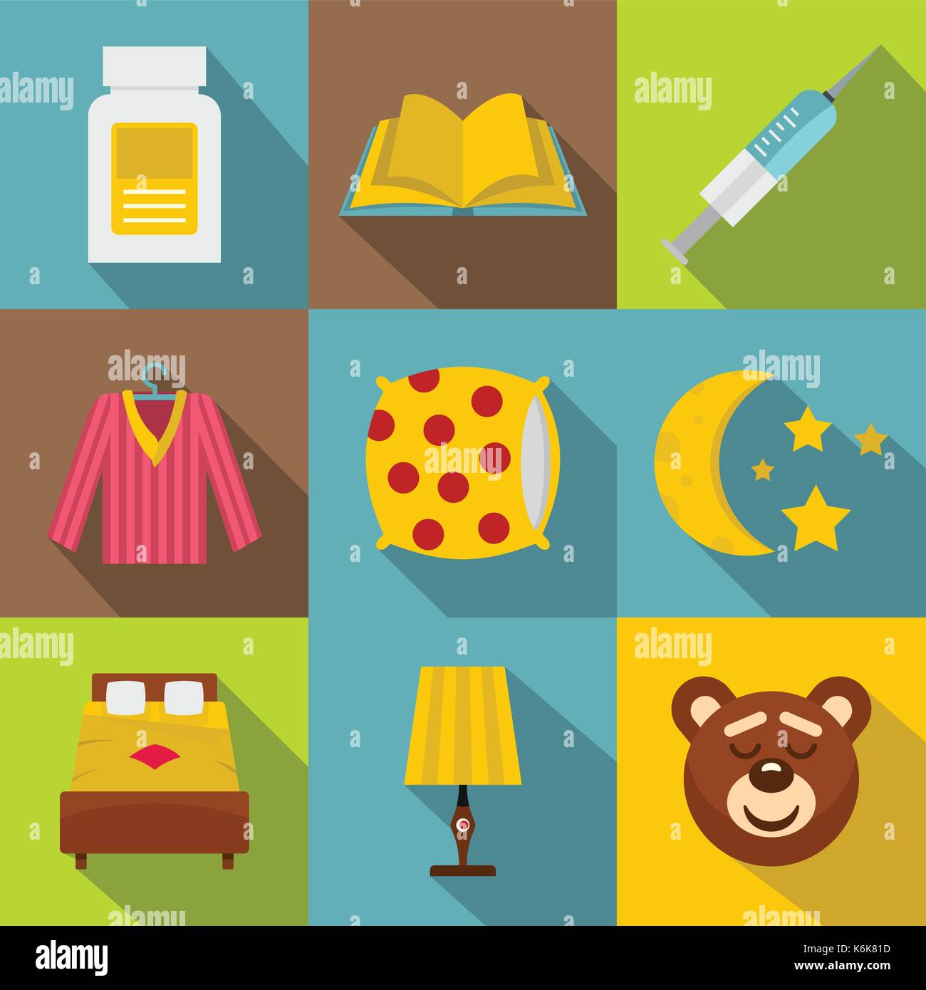 Bed time rest icon set, flat style Stock Vector Image & Art - Alamy