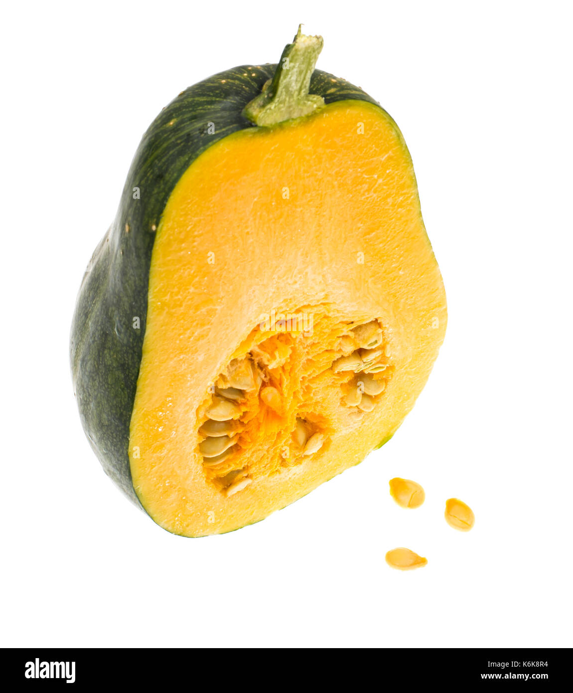 Muscat pumpkin, cut in half, isolated on white background. Studio Photo ...