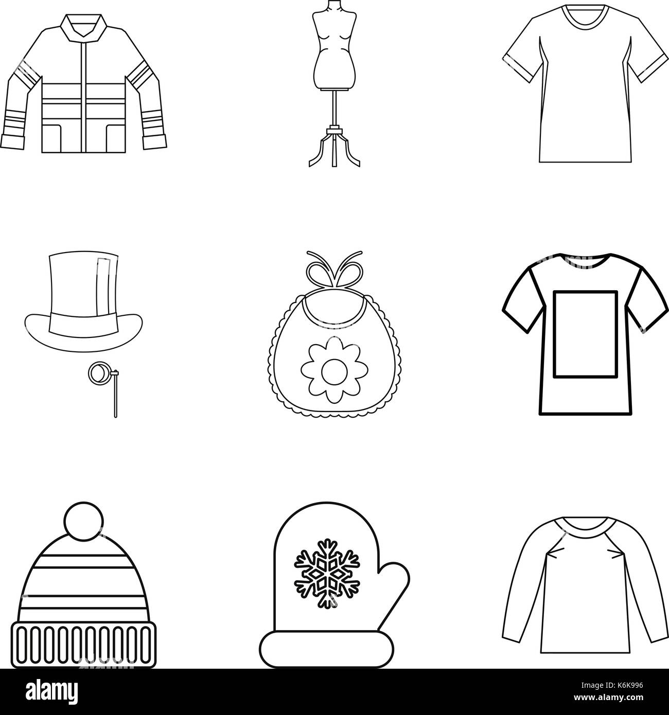 Winter clothes icon set, outline style Stock Vector Image & Art - Alamy