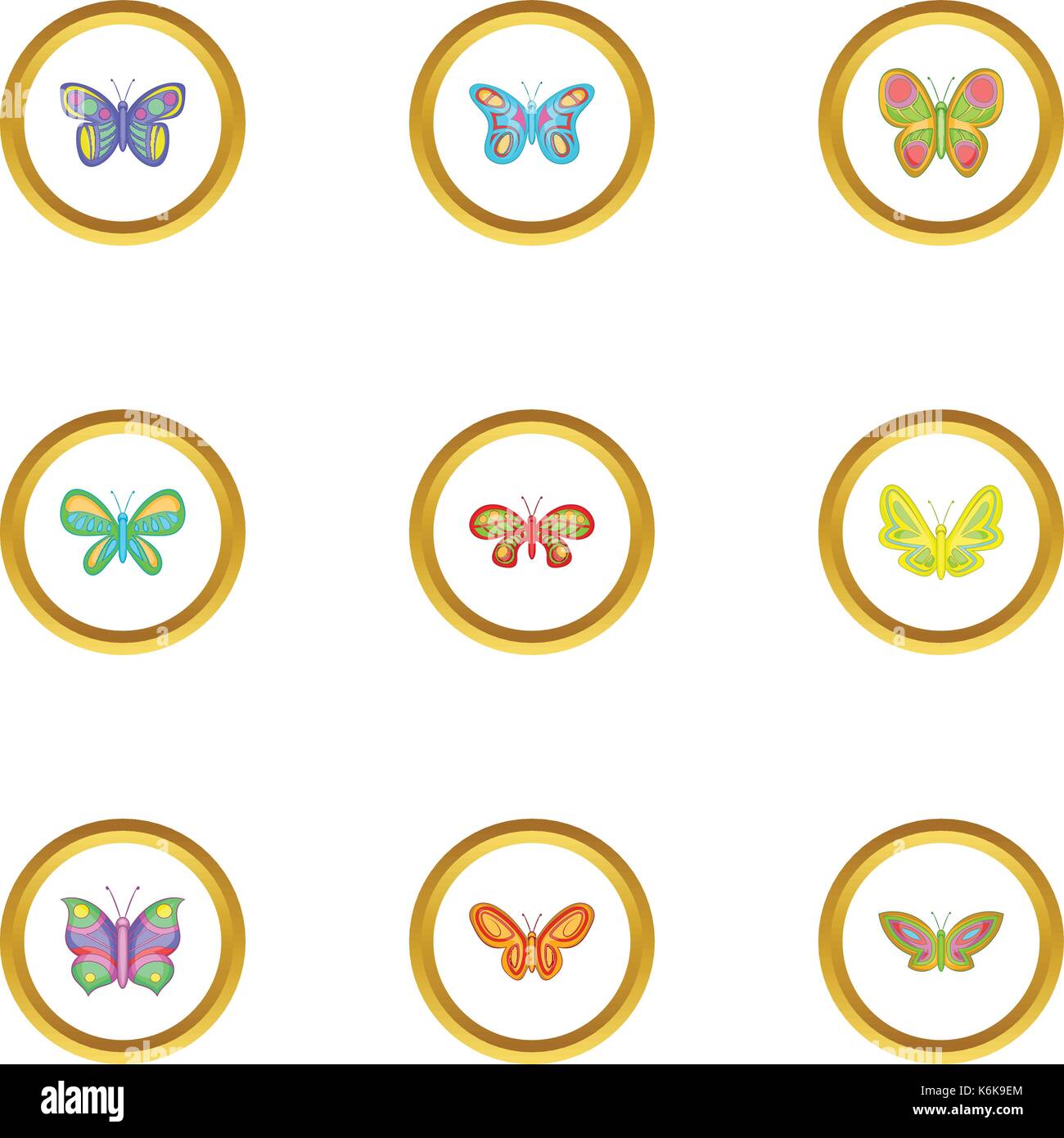 Spring butterflies icons set, cartoon style Stock Vector Image & Art ...