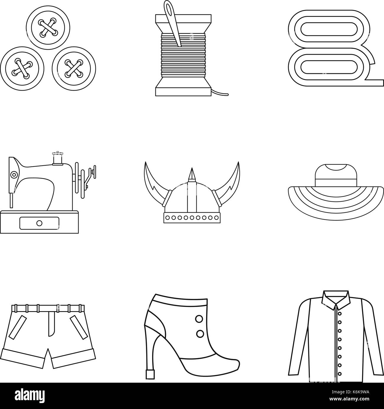 Making of clothes icon set, outline style Stock Vector Image & Art - Alamy