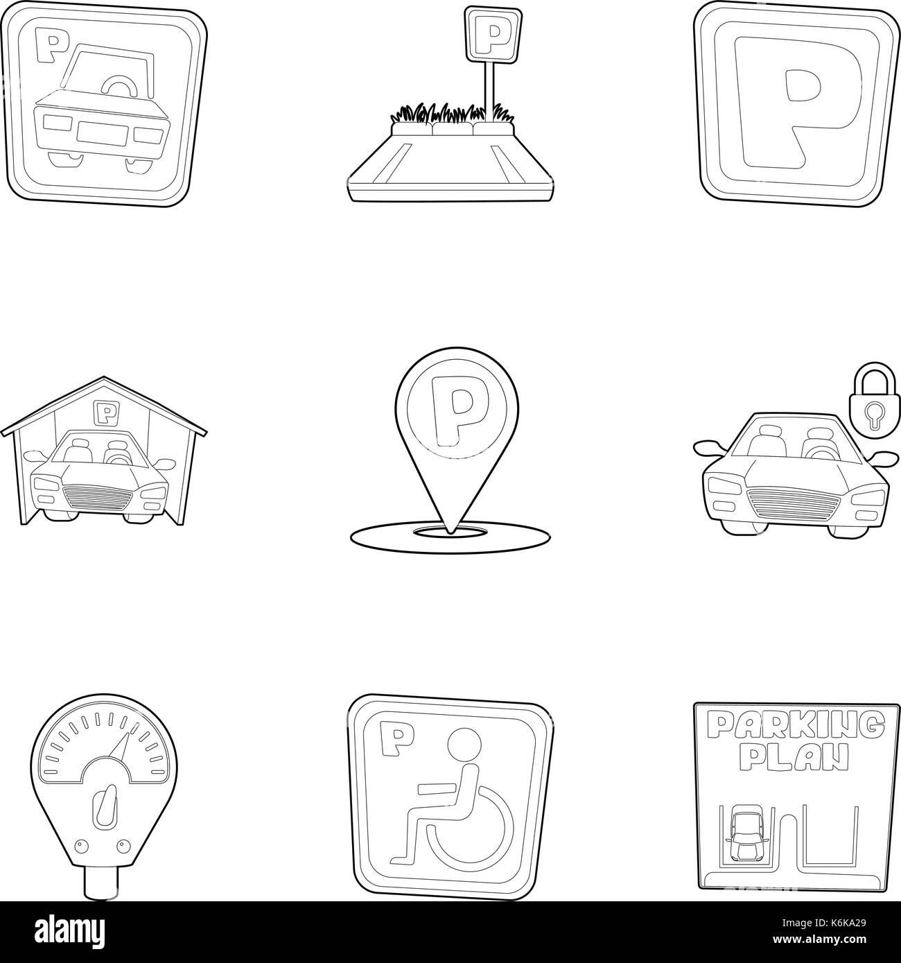 Toll parking icons set, outline style Stock Vector Image & Art - Alamy