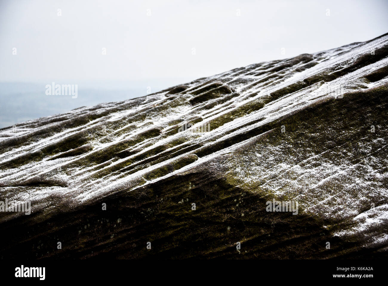 Peak district in the snow. Cold moorland environment. Winter background ...
