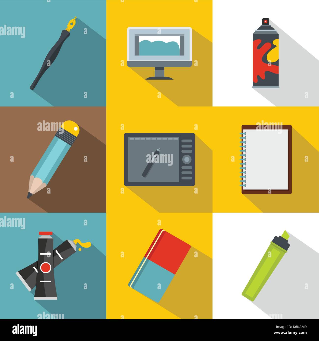 Designer equipment icon set, flat style Stock Vector Image & Art - Alamy