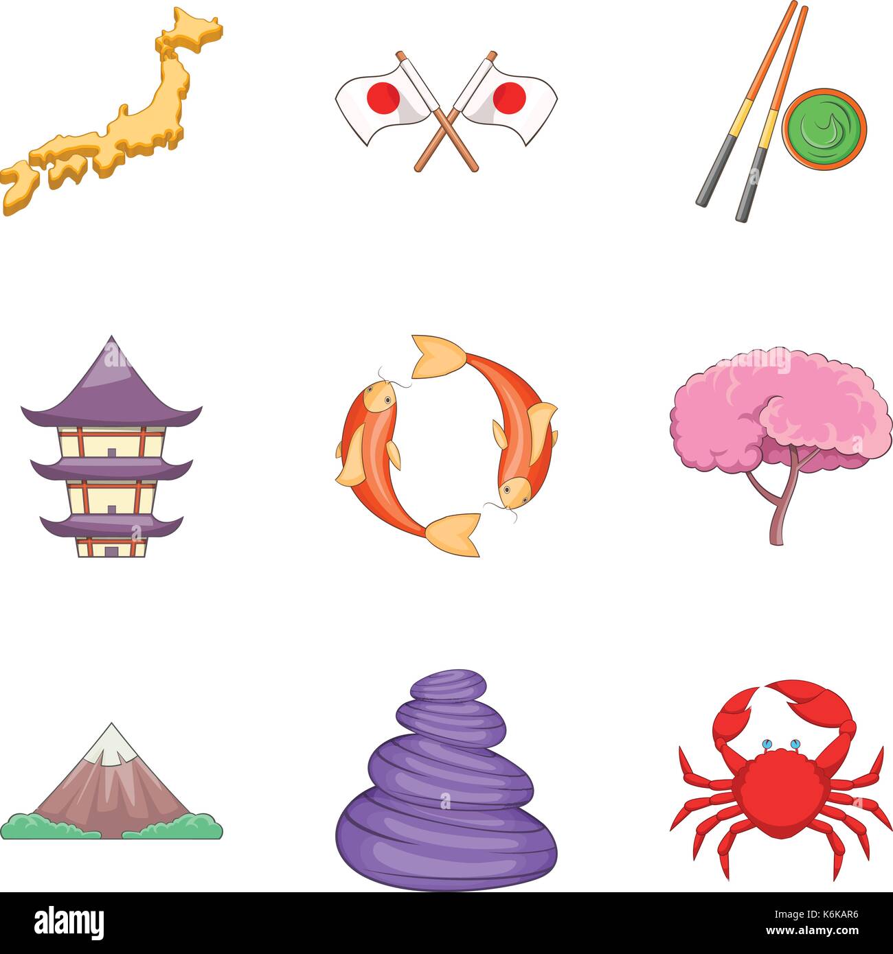 Nippon icons set, cartoon style Stock Vector Image & Art - Alamy