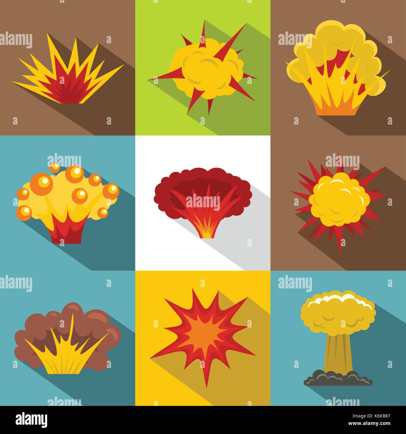 Explosion destruction icon set, flat style Stock Vector Image & Art - Alamy