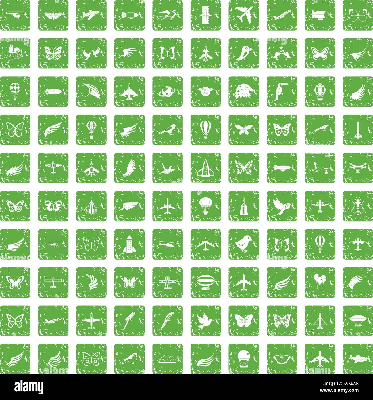 100 fly icons set grunge green Stock Vector Image & Art - Alamy