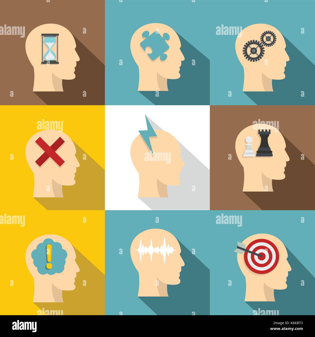 Man head with thoughts icon set, flat style Stock Vector Image & Art ...