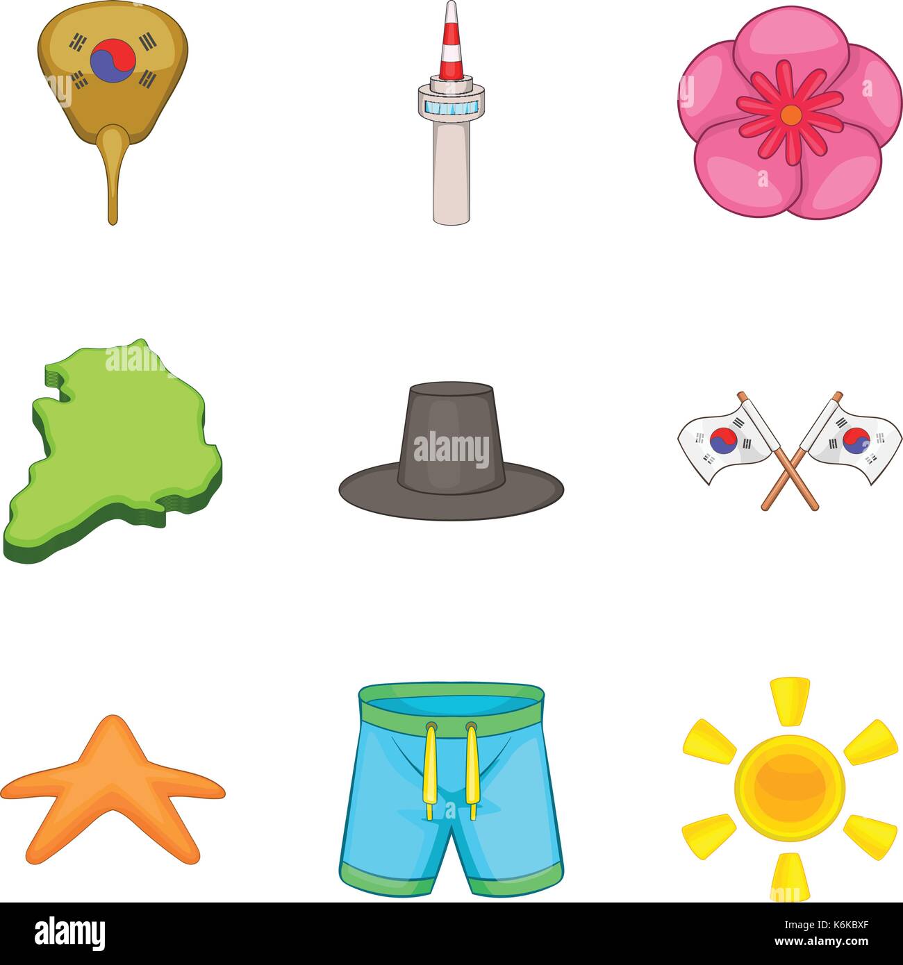 Korea lifestyle icons set, cartoon style Stock Vector Image & Art - Alamy