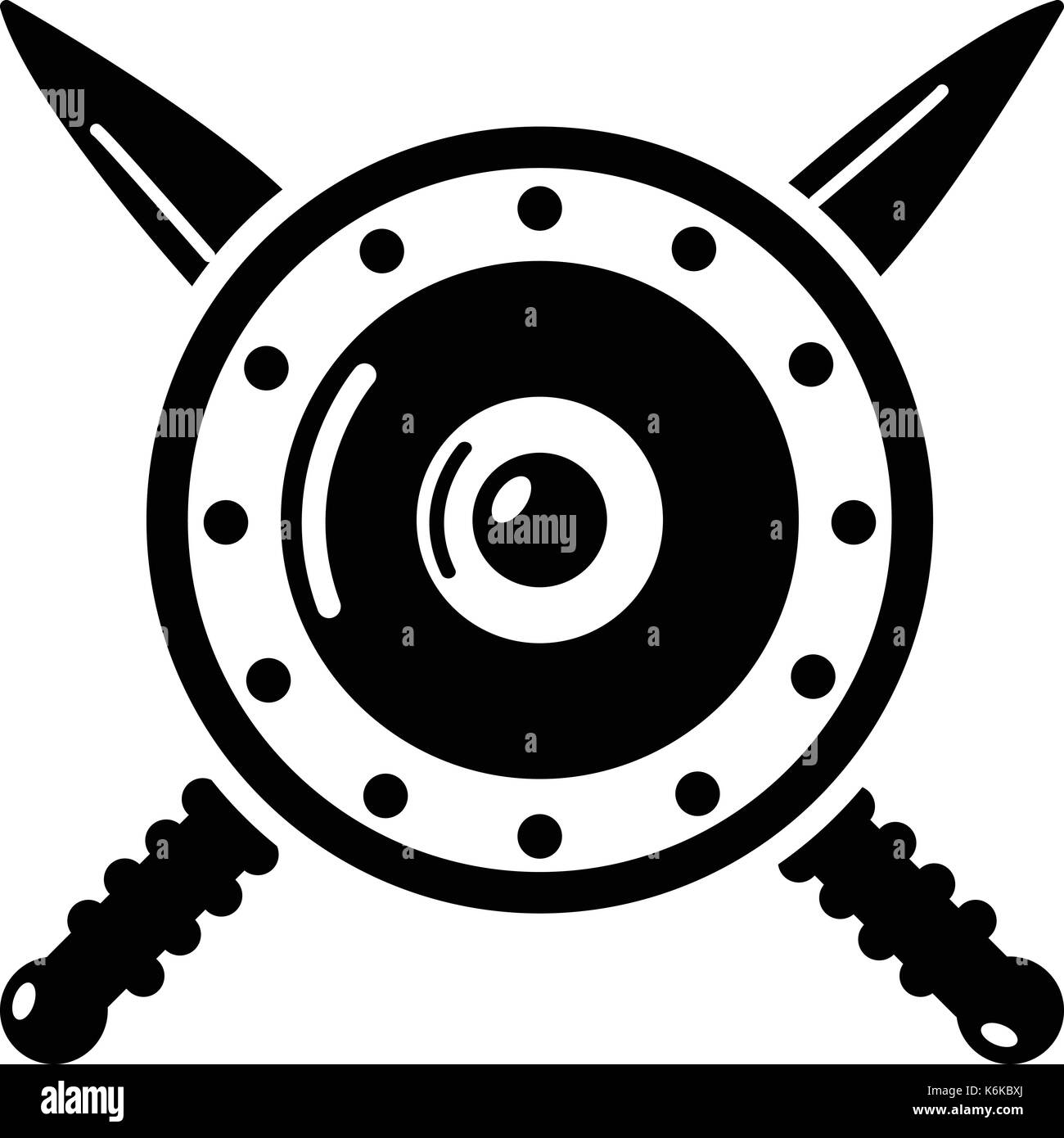 Medieval shield and swords icon, simple style Stock Vector Image & Art ...