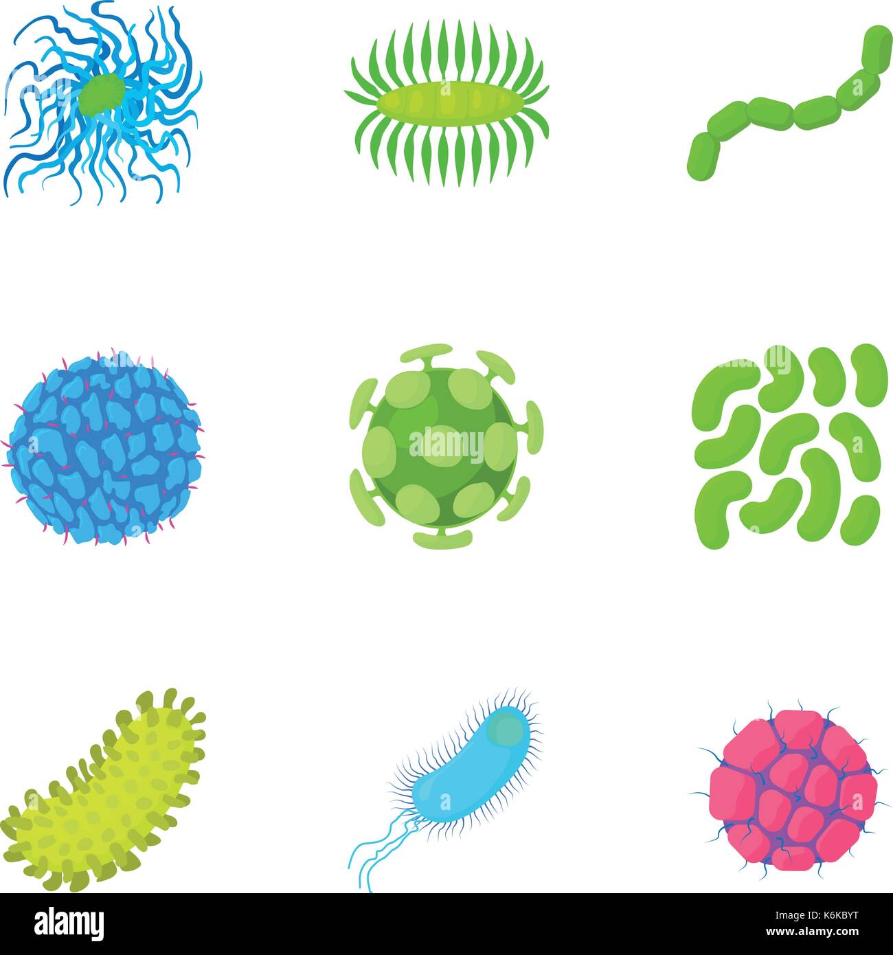 Microbe icons set, cartoon style Stock Vector Image & Art - Alamy
