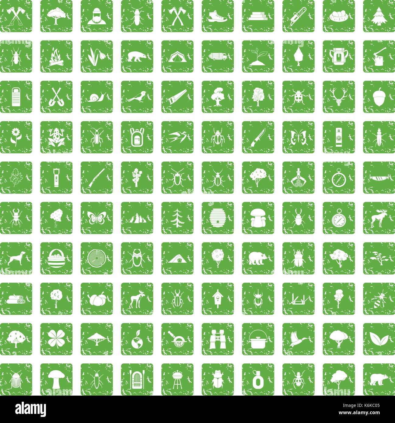 100 forest icons set grunge green Stock Vector Image & Art - Alamy