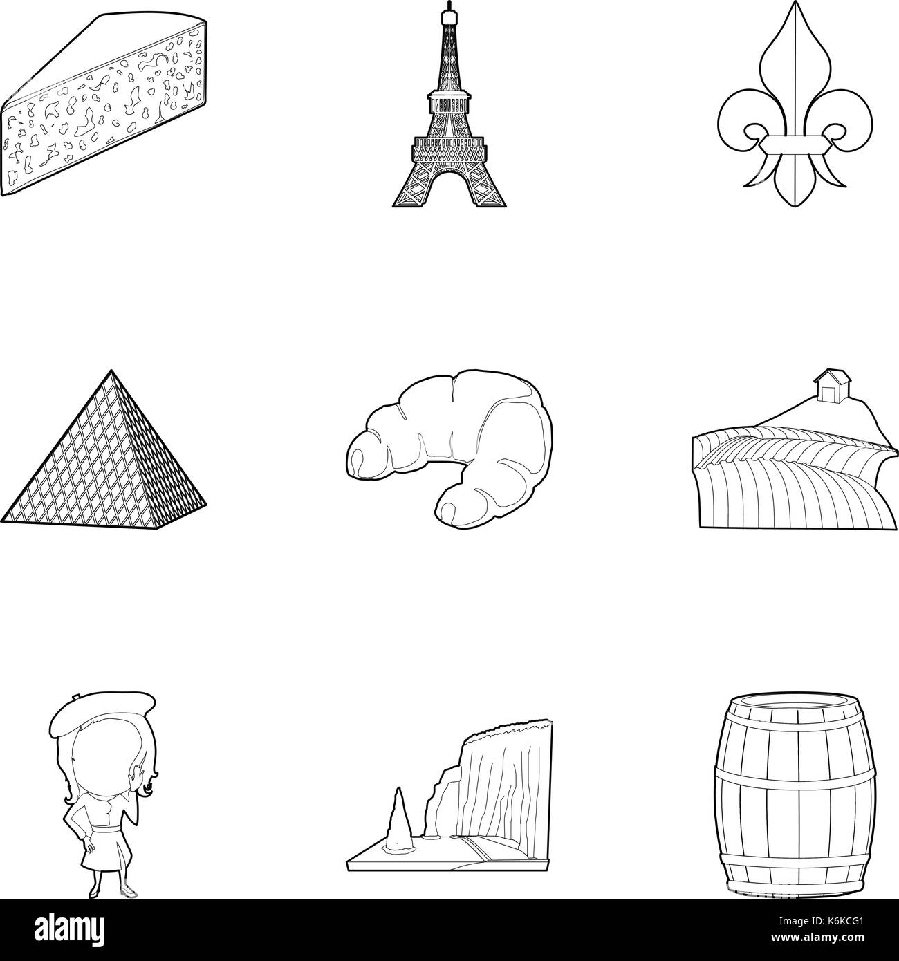 Paris icons set, outline style Stock Vector Image & Art - Alamy