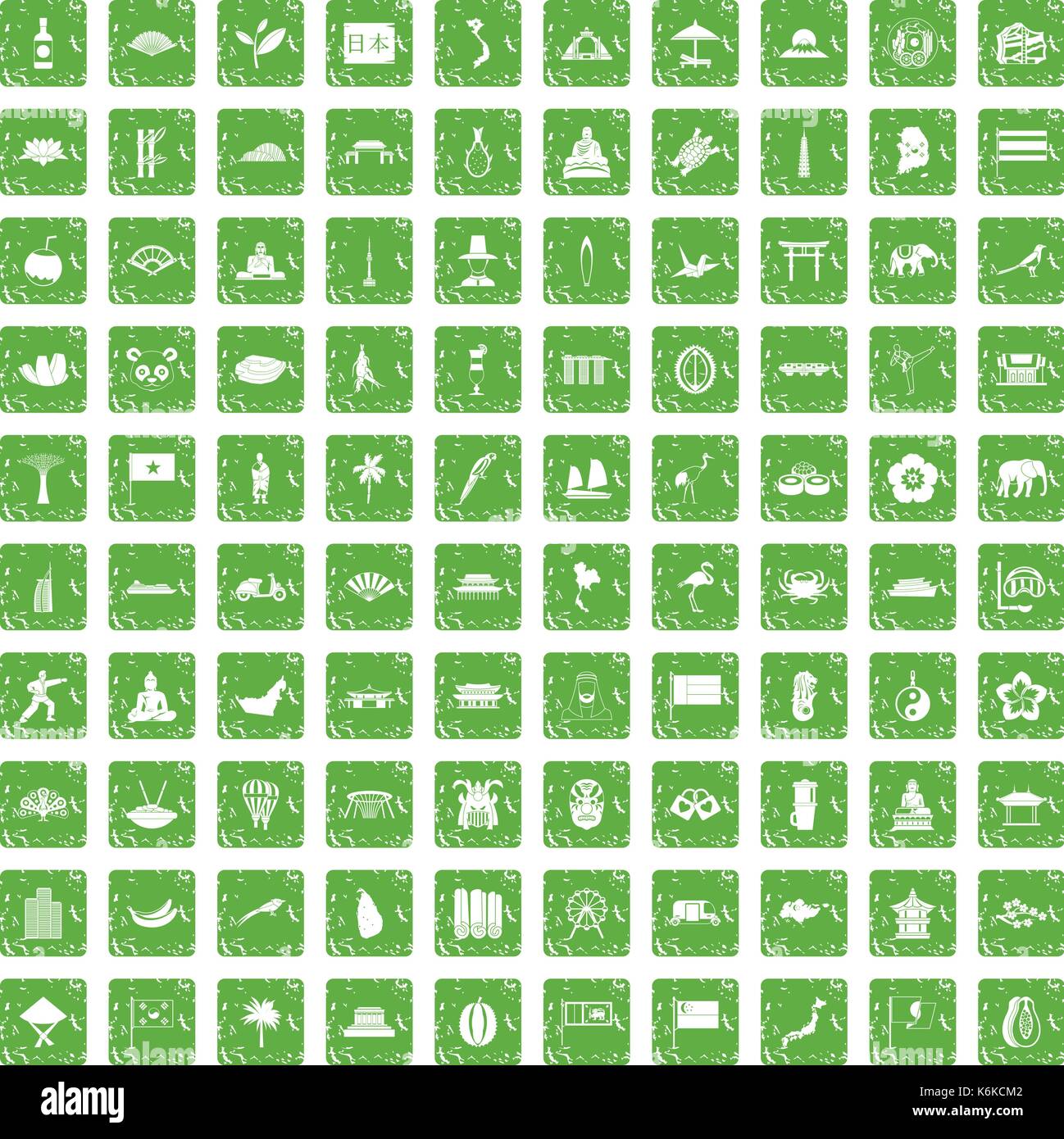 100 asian icons set grunge green Stock Vector Image & Art - Alamy