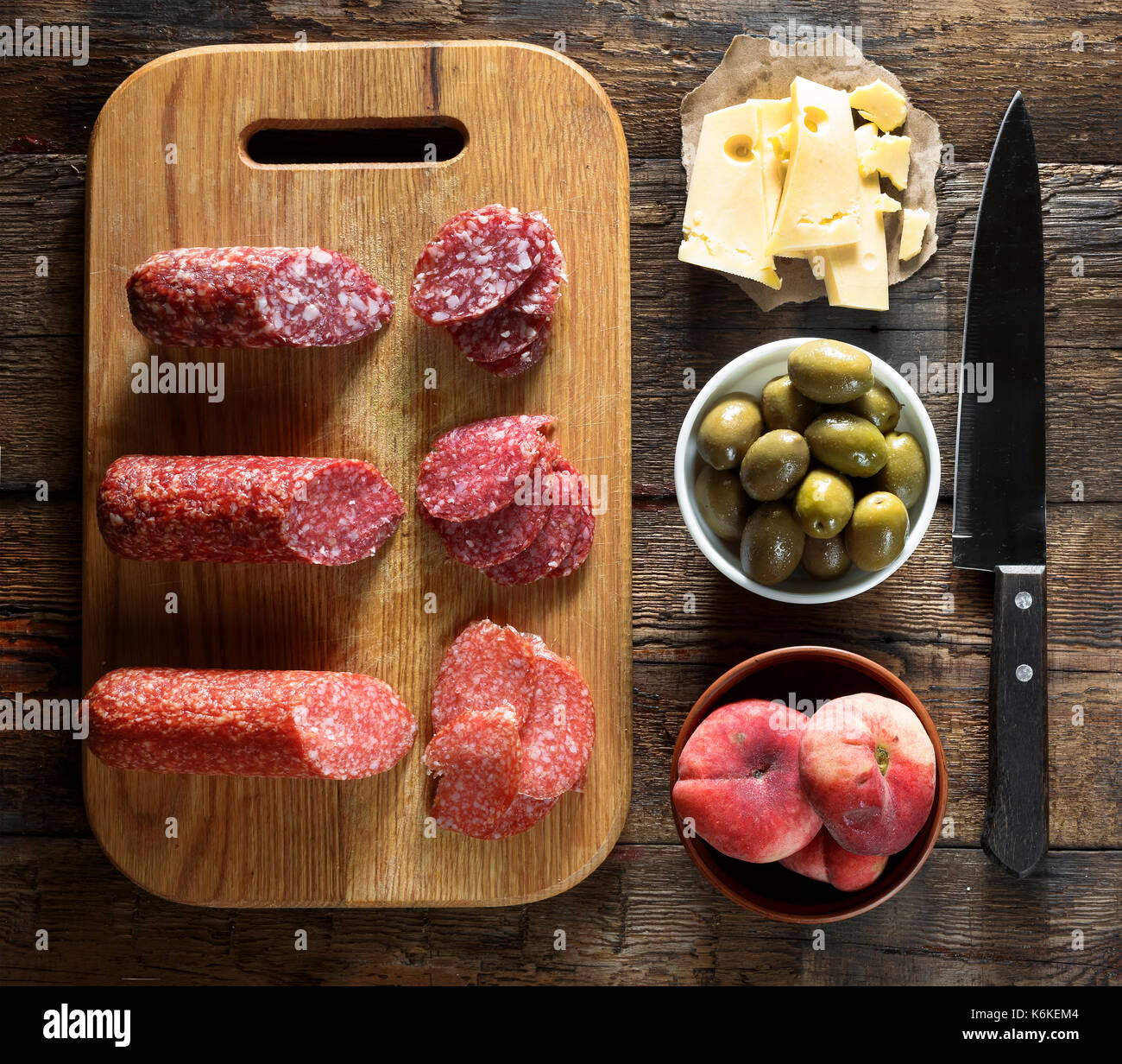wine, salami snacks Italian authentic traditional food Stock Photo - Alamy