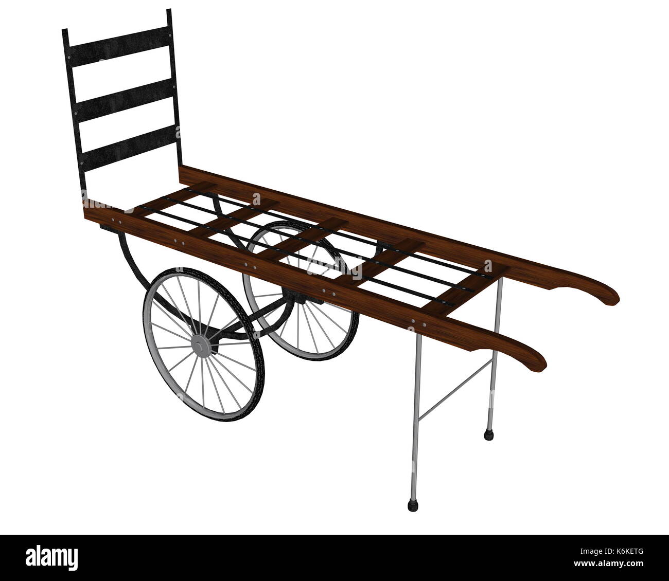 Old-fashioned luggage cart isolated in white background - 3D render ...