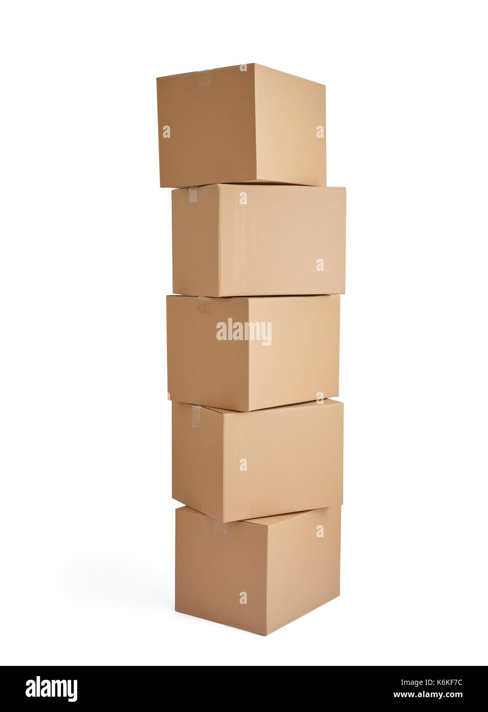 close up of a stack of cardboard boxes on white background Stock Photo ...