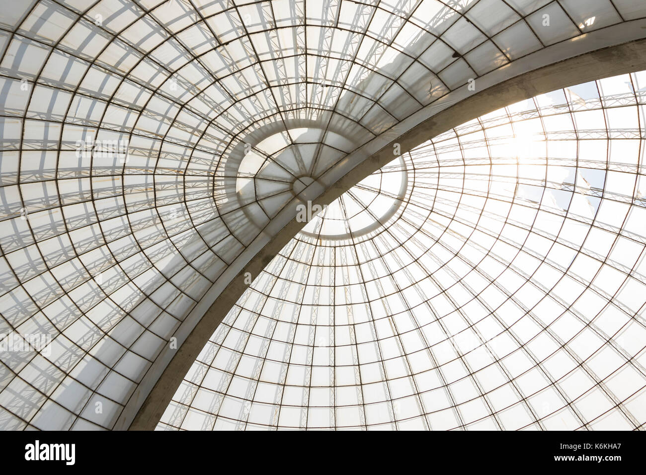 greenhouse symmetrical dome diagonal structure seen from below Stock ...