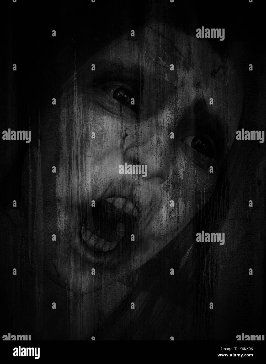 3d illustration of scary ghost woman in grunge background,Horror ...