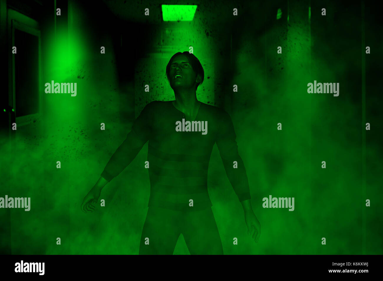 3d illustration of a man lost in haunted house,Horror fiction for book ...