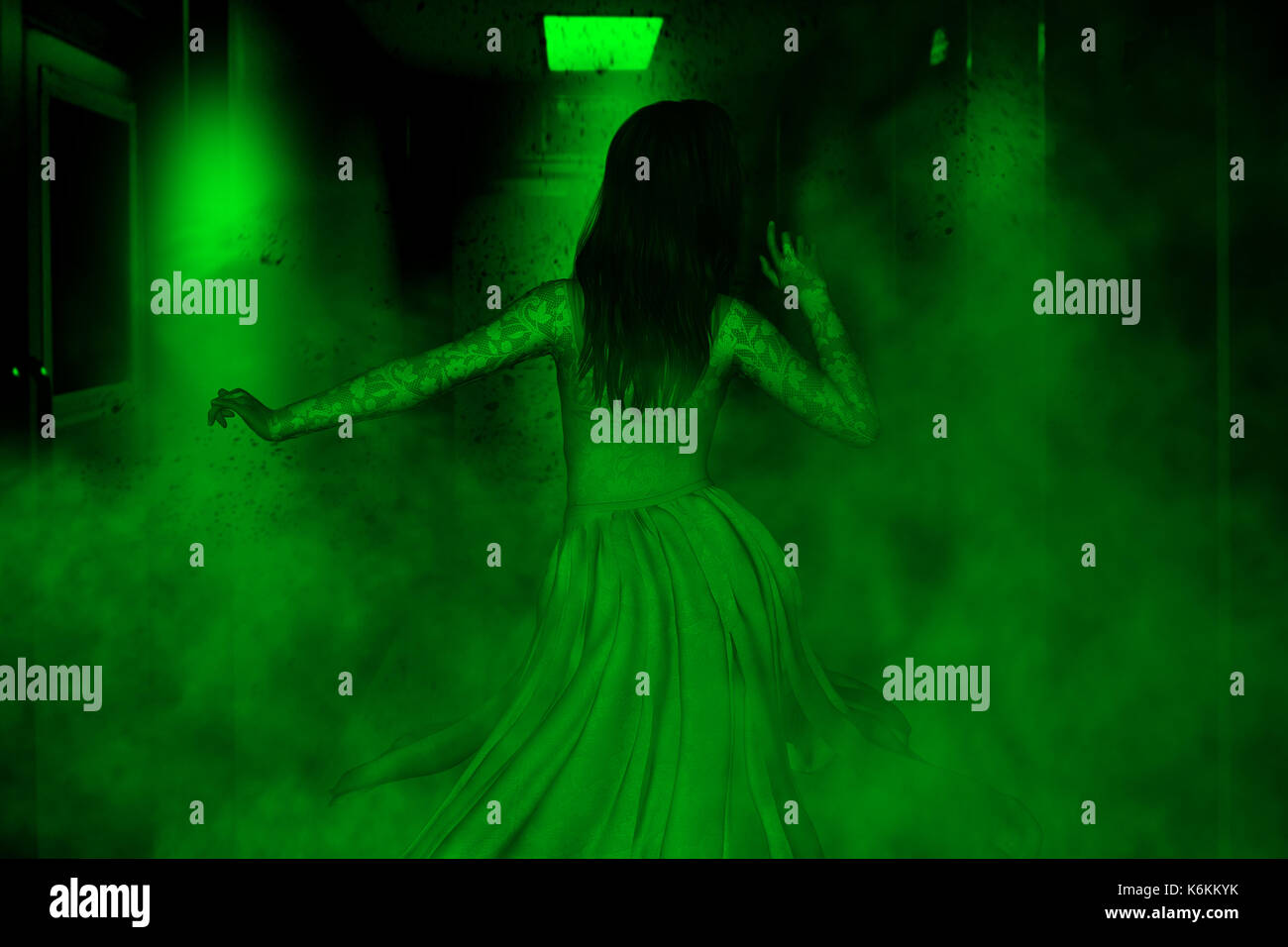 3d illustration of ghost bride,Horror background mixed media Stock ...