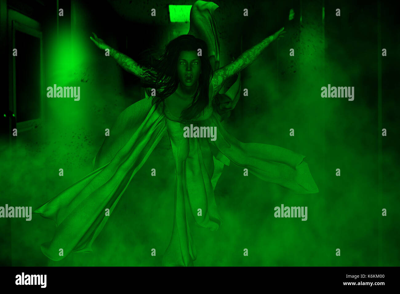 3d illustration of ghost bride,Horror background mixed media Stock ...