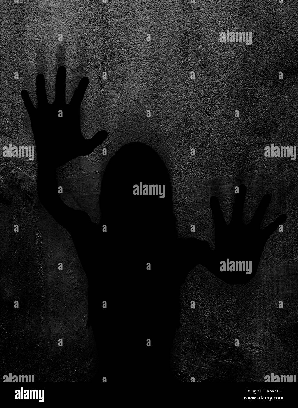 3d illustration of ghost woman's shadow in the dark, Horror background ...