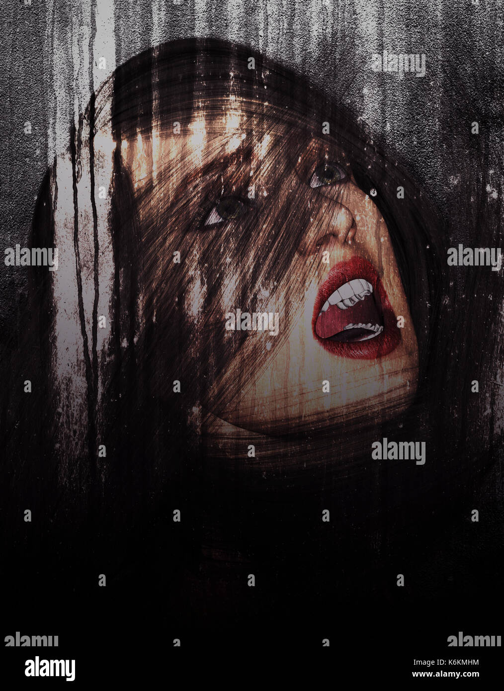 3d illustration of woman portrait screaming Stock Photo - Alamy