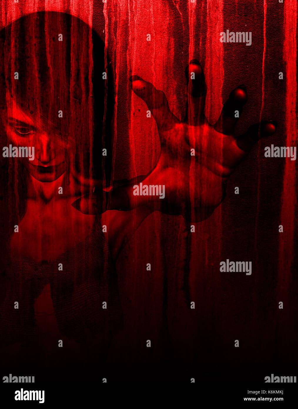 3d illustration of evil in the dark,Horror background,mixed media Stock ...