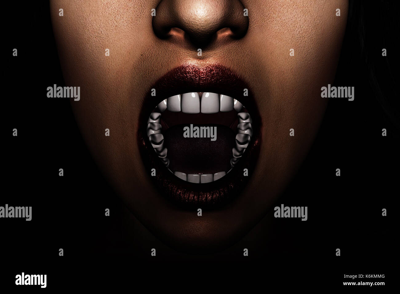 3d illustration of scary ghost woman in the dark,Horror background ...