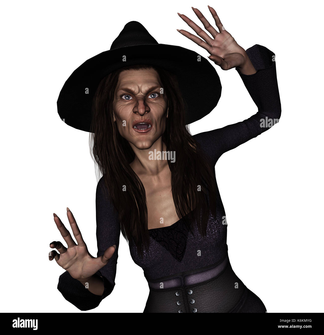 3d rendering of witch isolated on white background Stock Photo - Alamy