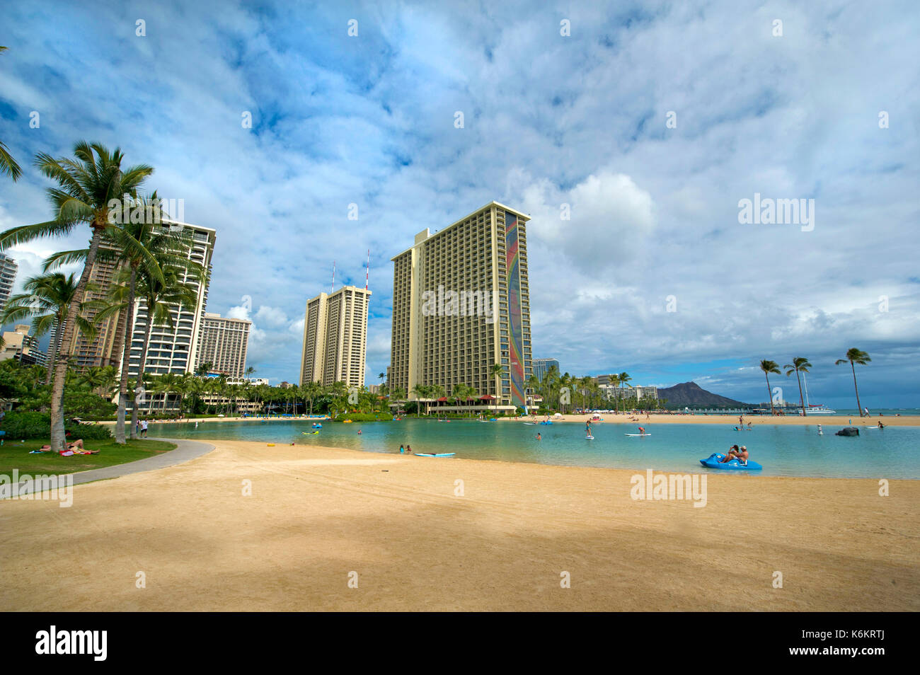 Lagoon at Waikiki beach in Honolulu, Hawaii Stock Photo - Alamy