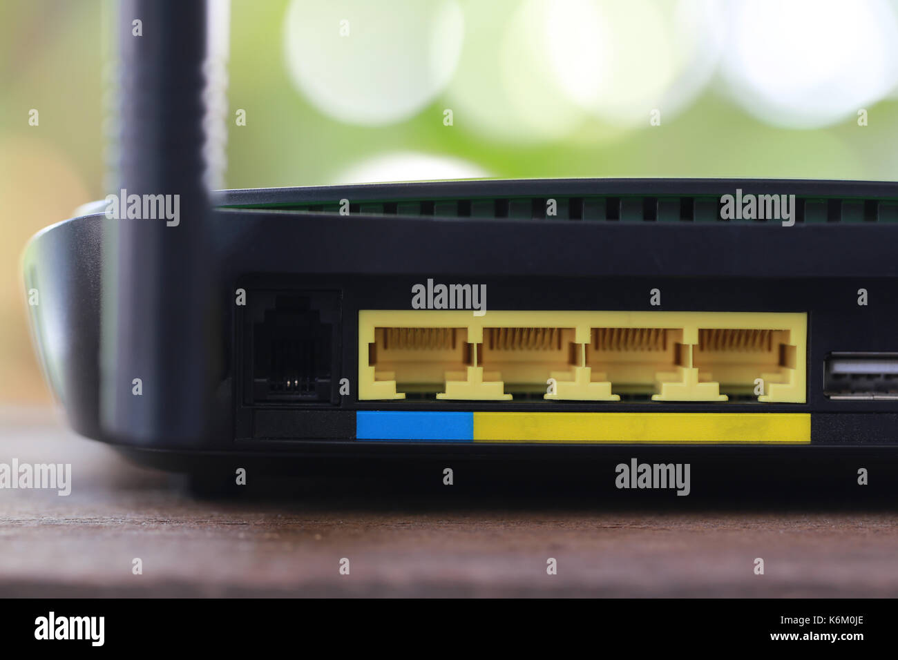 Rear of black modem router to internet connection Concept and Ideas of ...