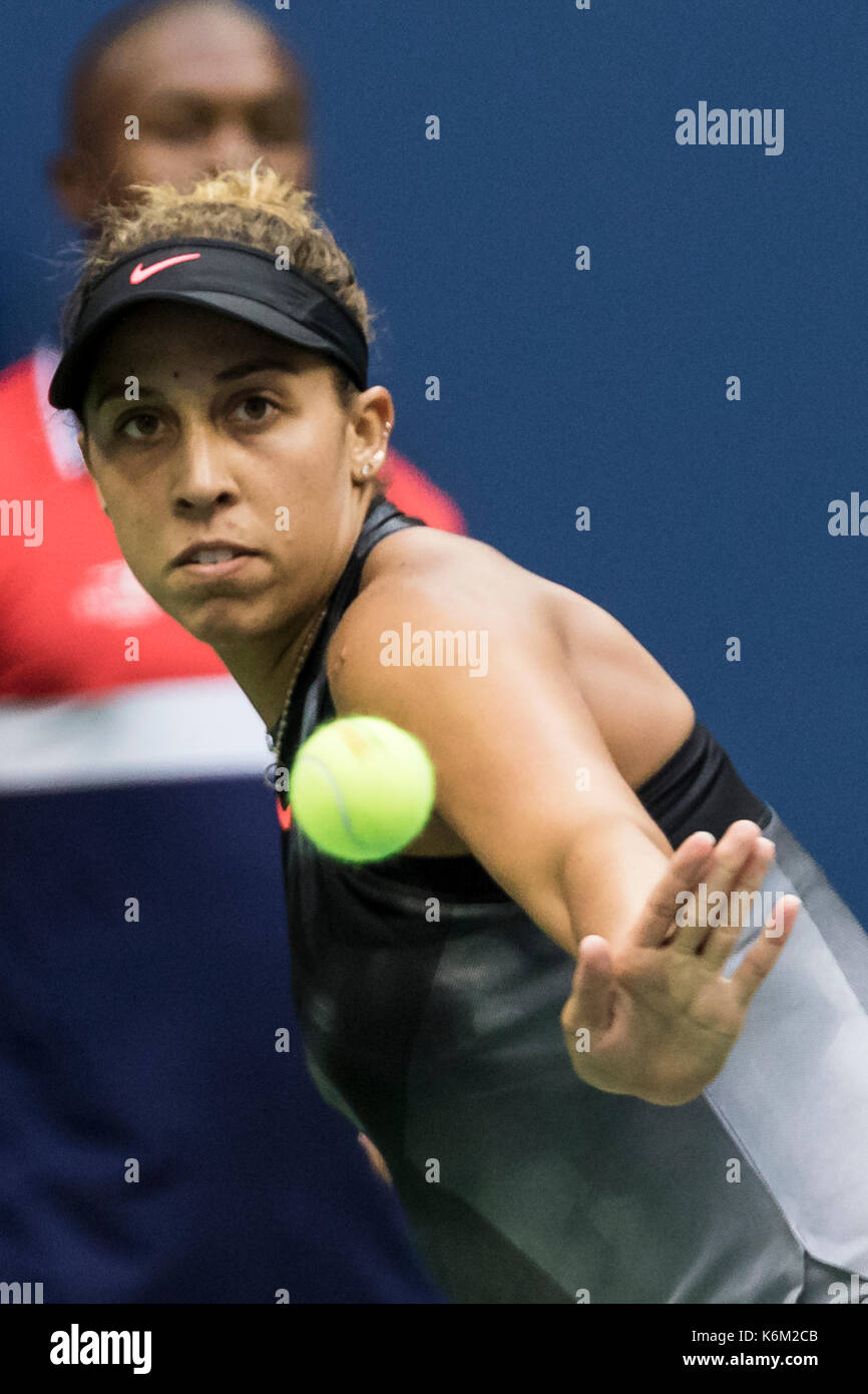 Madison Keys (USA) competing in the Women's Singles Final at the 2017 ...