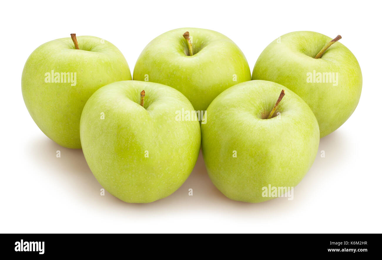 Five sweet green apples hi-res stock photography and images - Alamy