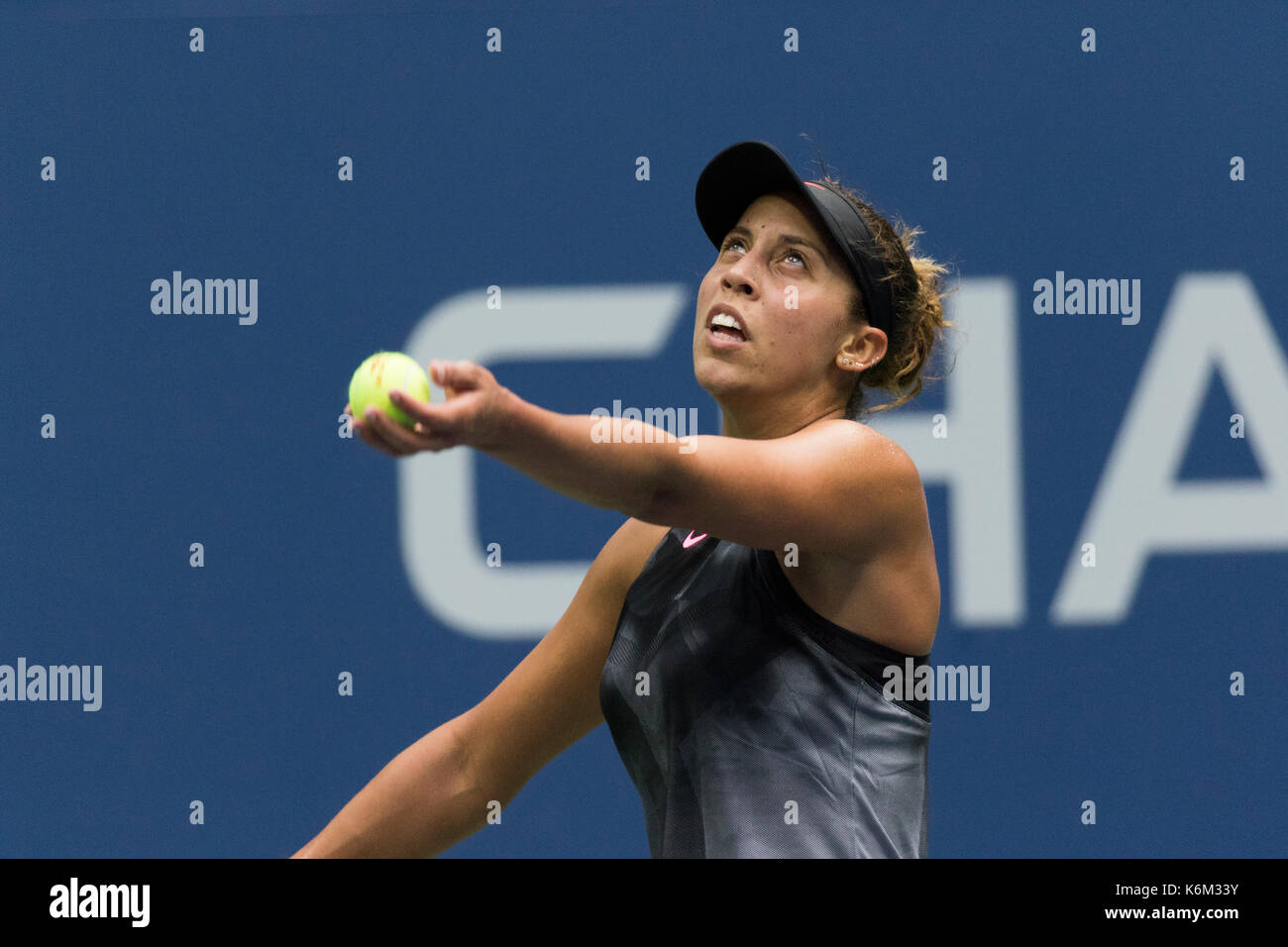Madison Keys (USA) competing in the Women's Singles Final at the 2017 ...