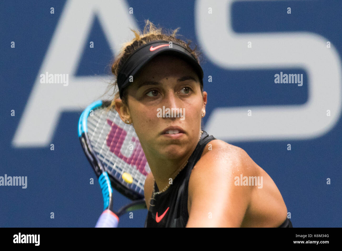 Madison Keys (USA) competing in the Women's Singles Final at the 2017 ...