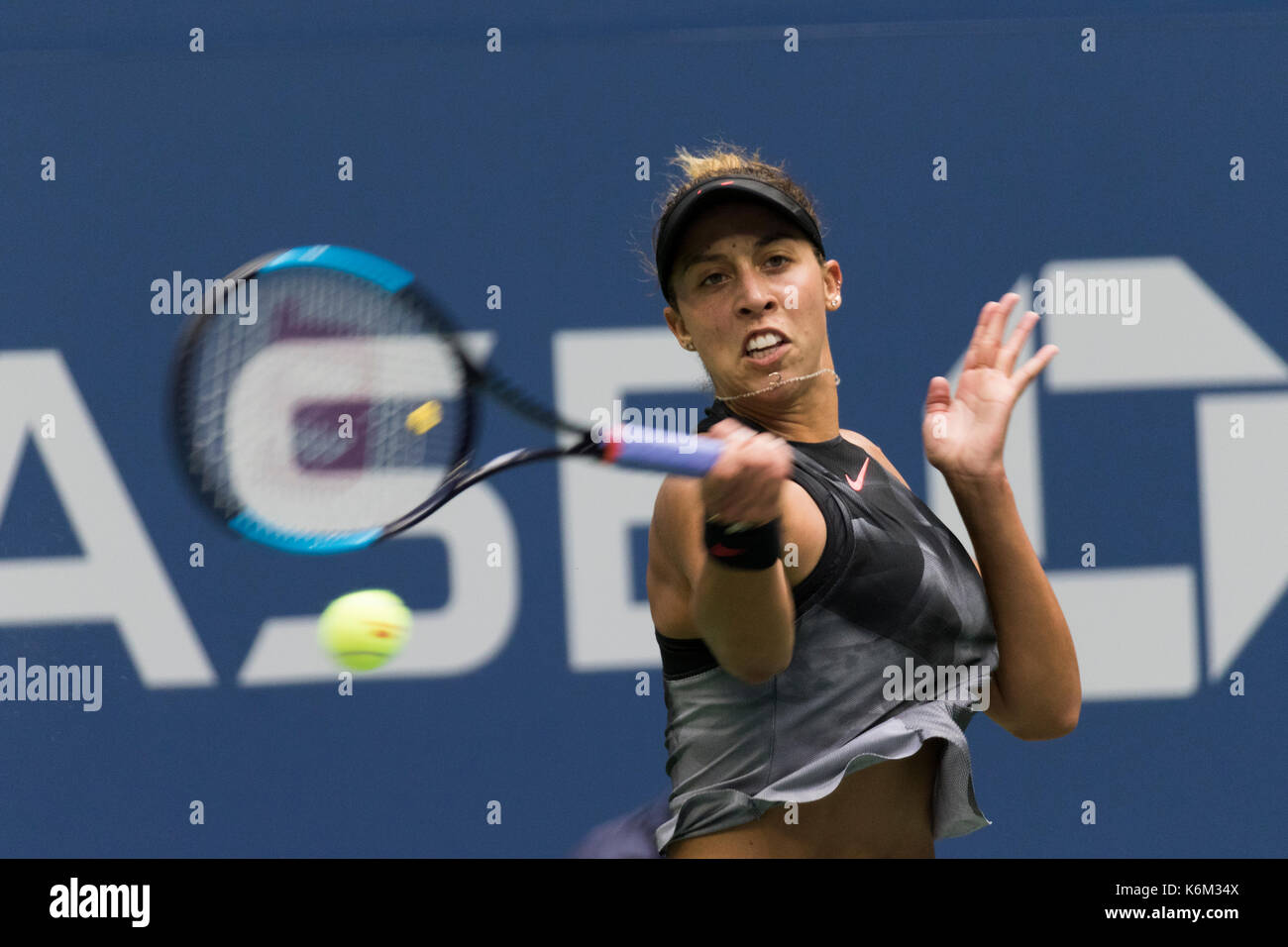 Madison Keys (USA) competing in the Women's Singles Final at the 2017 ...