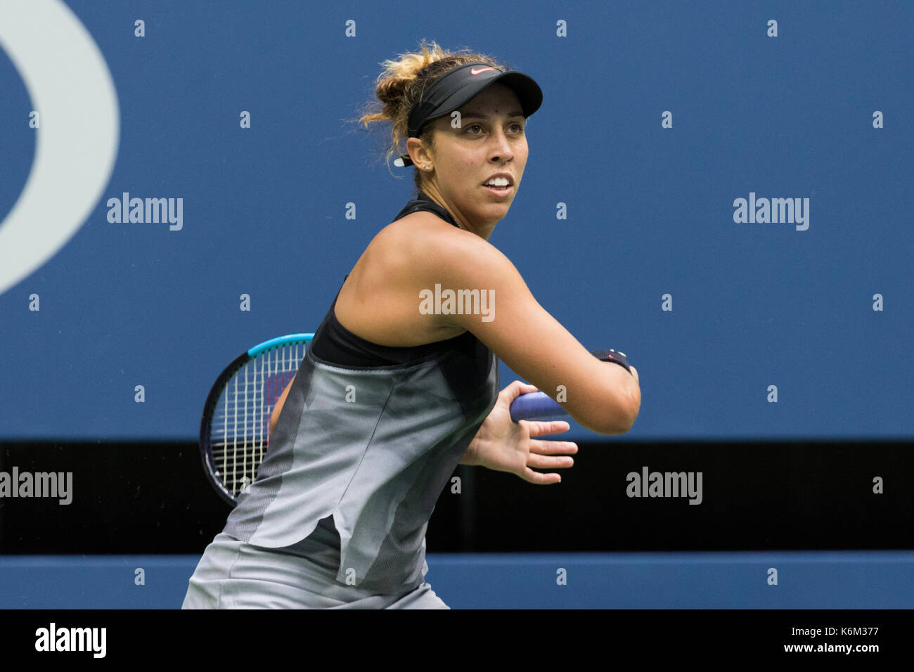 Madison Keys (USA) competing in the Women's Singles Final at the 2017 ...