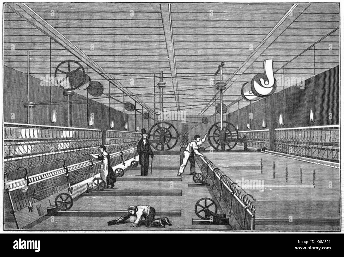 Cotton Mule Spinning, 1835 Stock Photo - Alamy