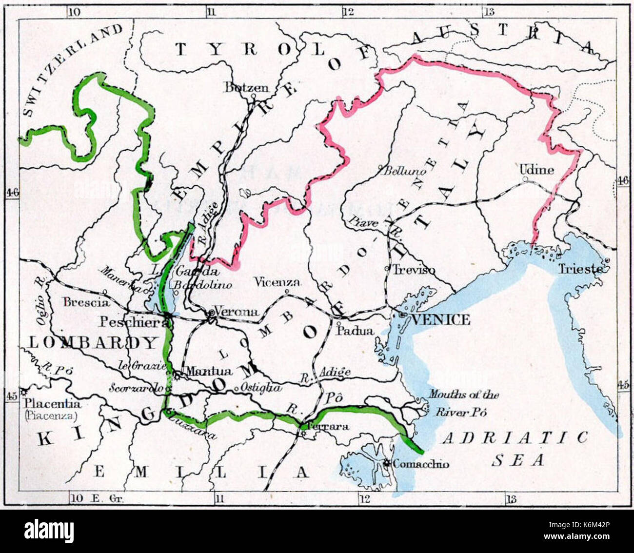 Confini Regno d'Italia Veneto 1859 1866 Stock Photo - Alamy